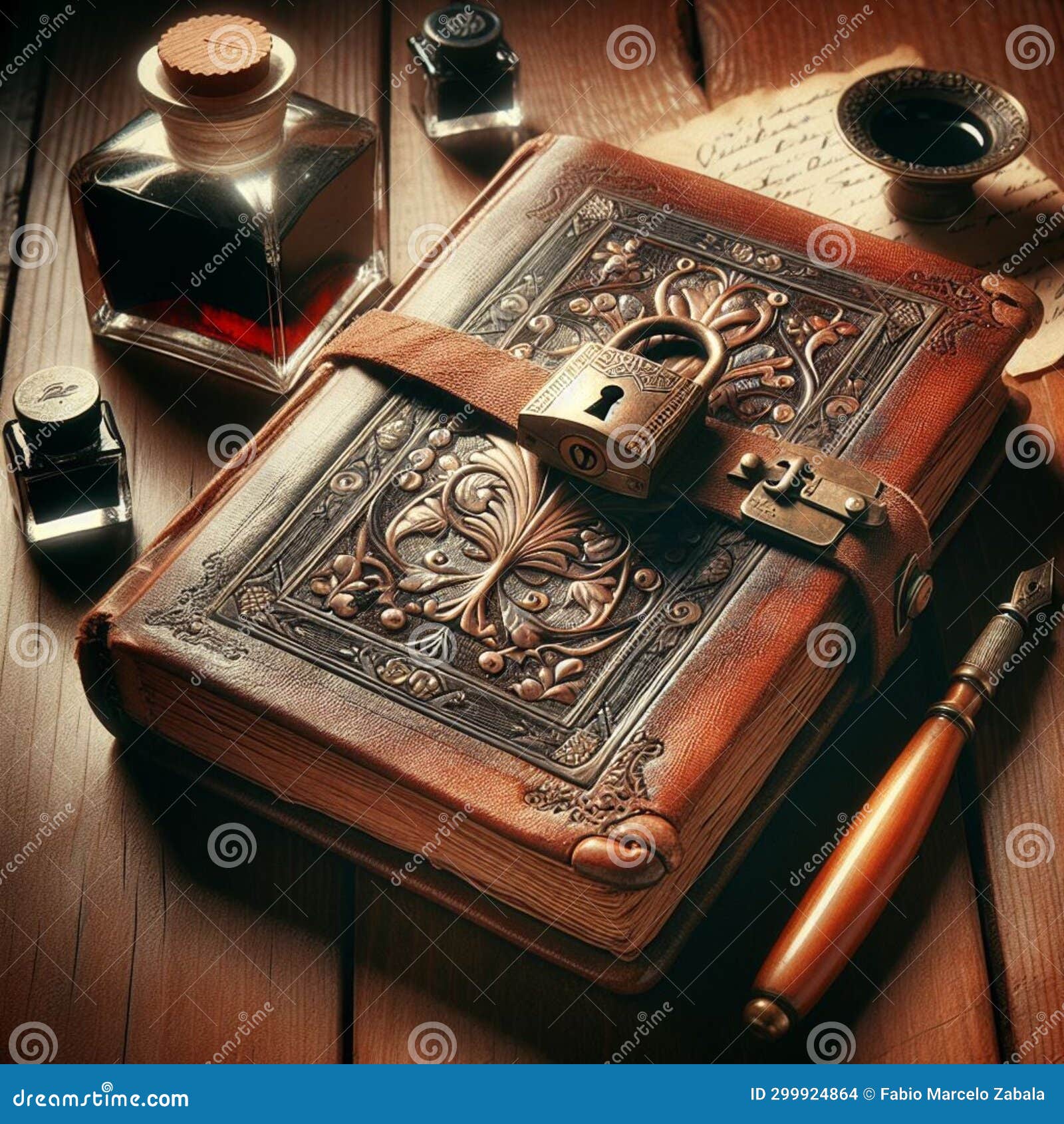 An Old and Worn-looking Intimate Diary, with Yellowed Pages. Stock ...