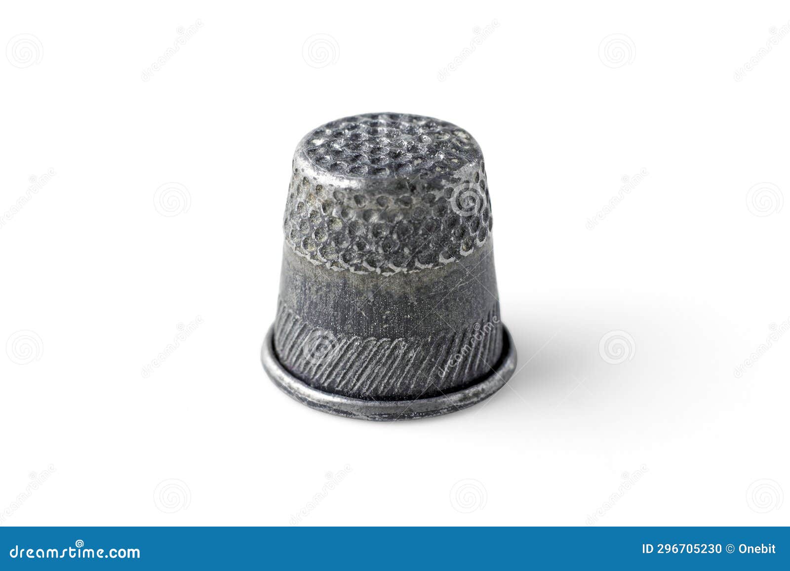 Old Worn Metal Thimble for Hand Sewing Isolated on White Background ...