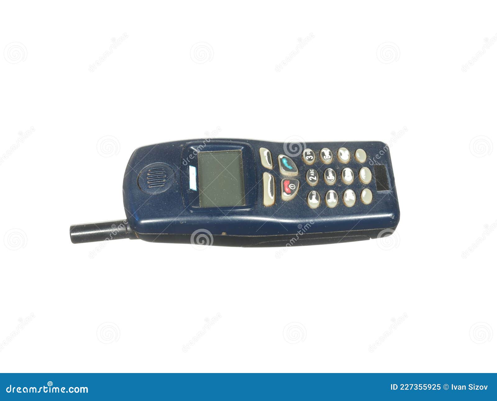 Old Worn Mobile Phone Outdated Design Isolated on White Background ...
