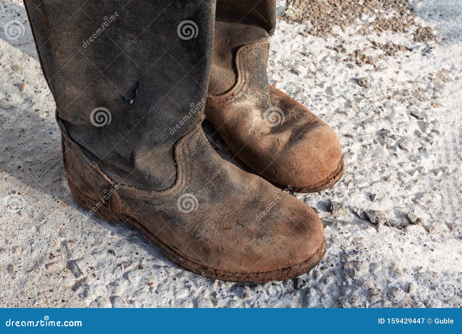 Old Worn Muddy Boots. Old Ragged Shoes Stock Image - Image of fashion ...