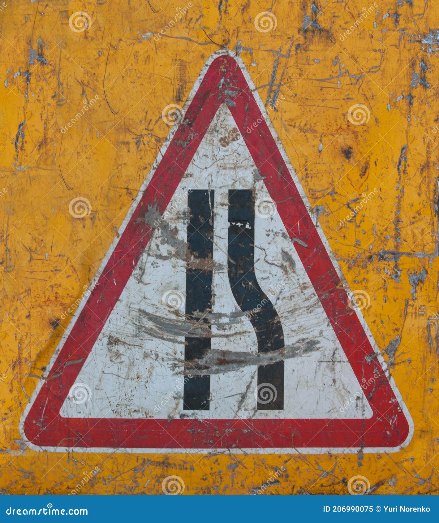 The Old Worn Out Sign on a Yellow Background Stock Image - Image of ...