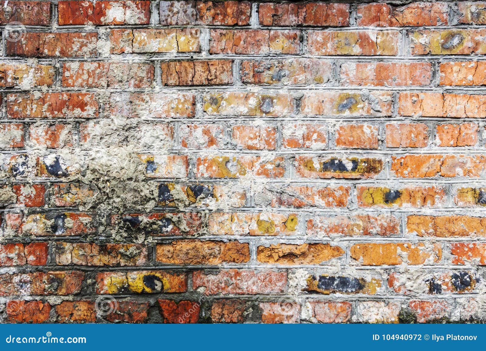 Old and Worn-out Brick Wall of Red Color Stock Photo - Image of design ...
