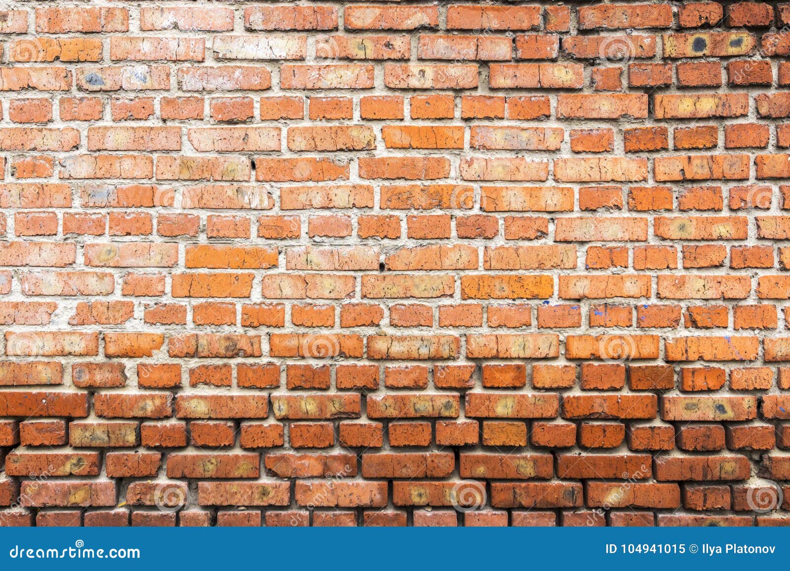 Old and Worn-out Brick Wall of Red Color Stock Image - Image of ...