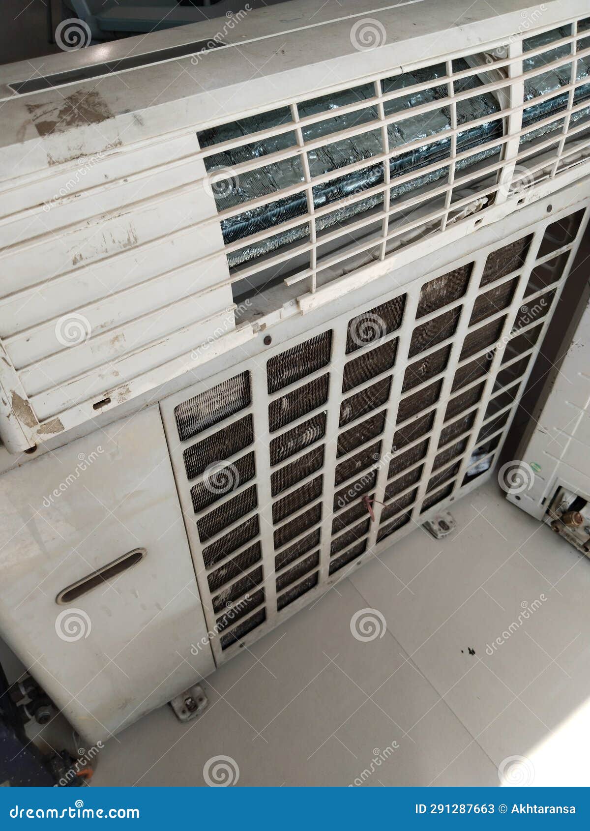 Old and Worn Out a Condensing Unit and Indoor Unit of the Air ...