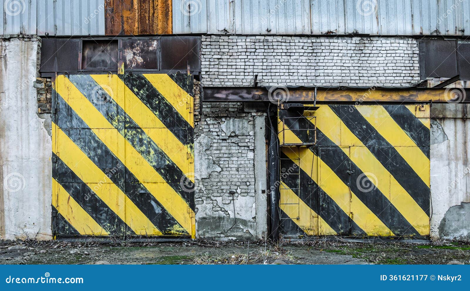 Old Worn Out Gates on the Facade of an Industrial Building Workshop ...