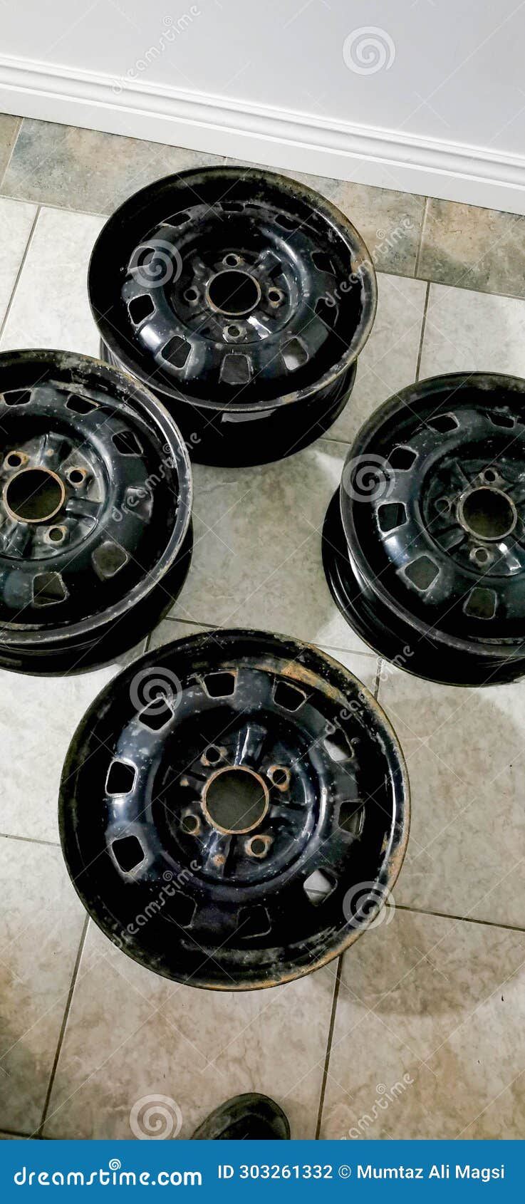 Old worn out truck rims stock photo. Image of street - 303261332