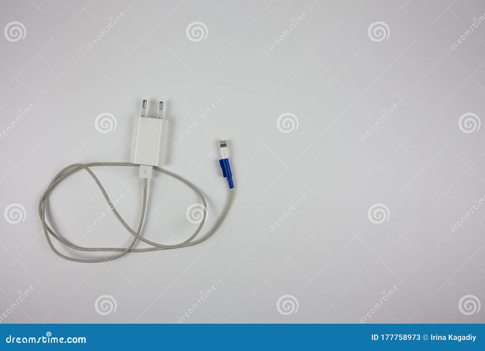 Old Worn Phone Charging Cable Stock Image - Image of digital, port ...