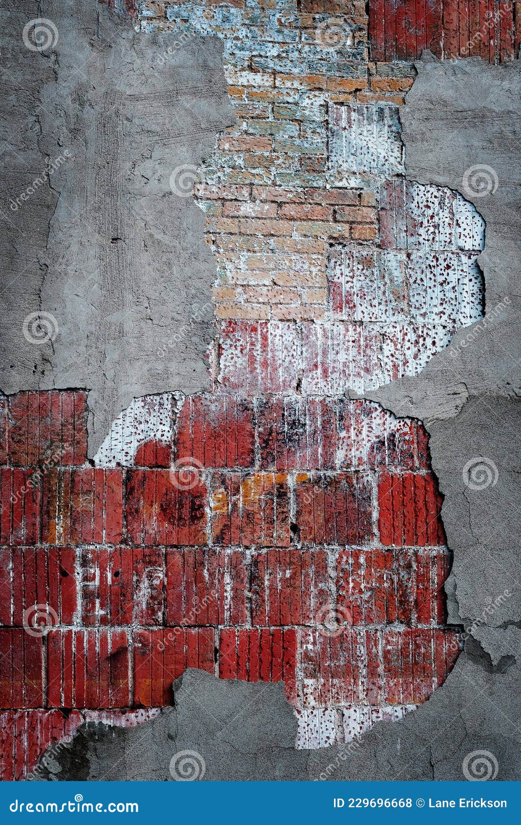 Old Worn Plaster Over Bricks on Building Wall with Texture and Colors ...
