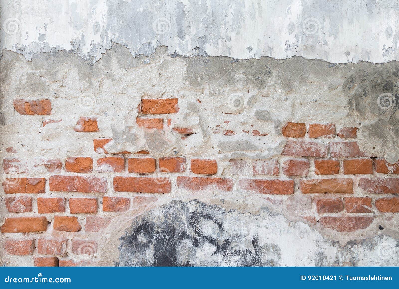 Old and Worn Plastered and Brick Wall Stock Image - Image of ...