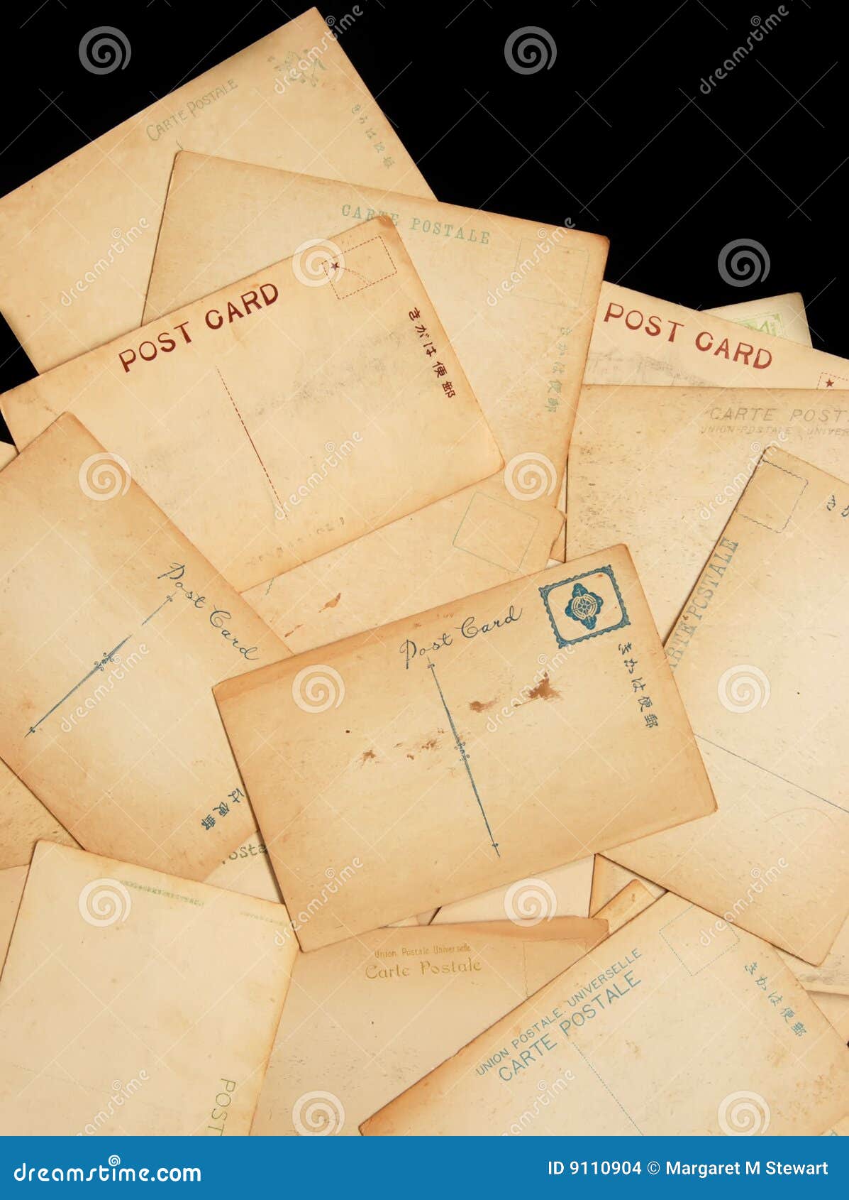 Old worn postcards stock photo. Image of closeup, paper - 9110904