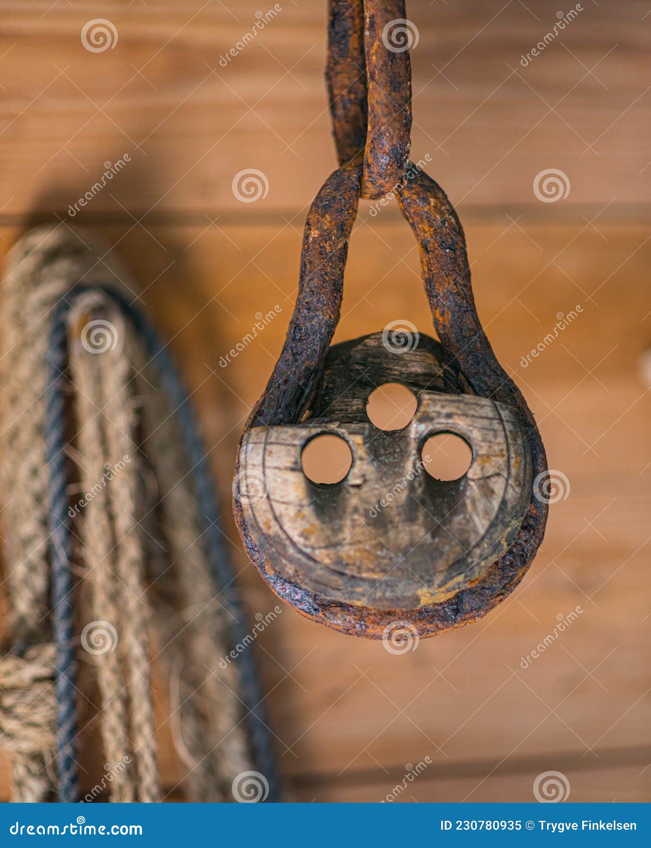 Old and worn rope block stock image. Image of people - 230780935