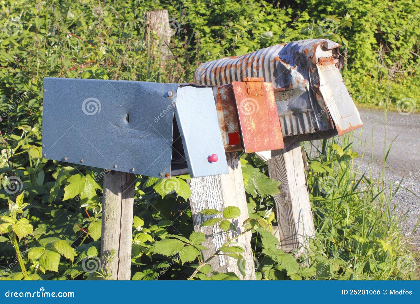 Old, Worn, Rural Mailboxes stock photo. Image of plants - 25201066