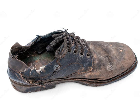 Old Worn Shoe Isolated on White Background Stock Photo - Image of dust ...