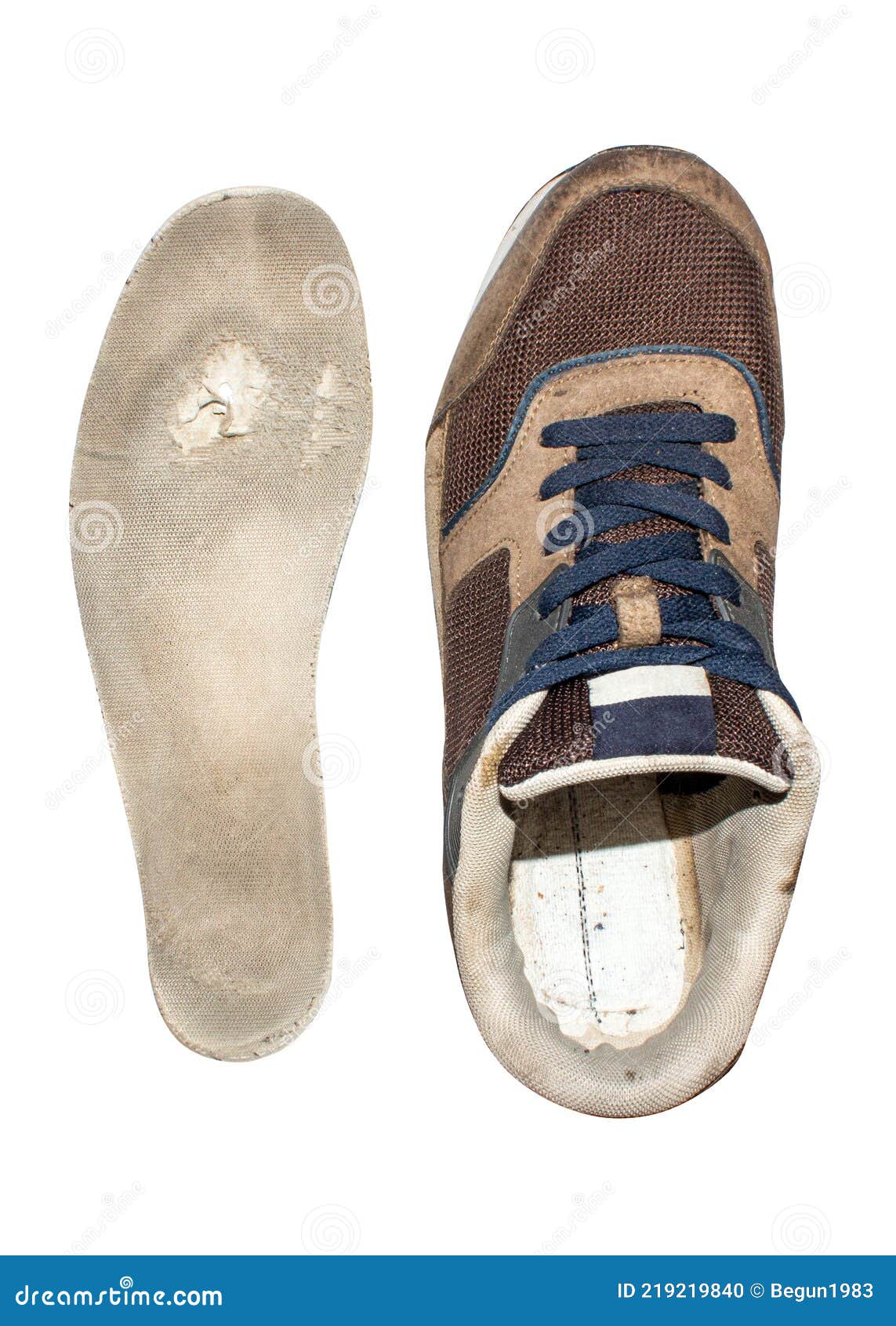 An Old Worn Sneaker Insole on a White Background. Stock Photo - Image ...