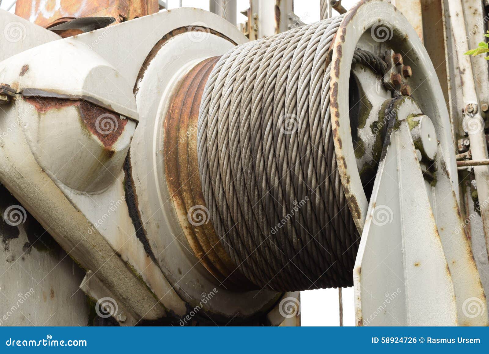 Old Worn Steel Cable on Rusty Roller Stock Photo - Image of slip, worn ...