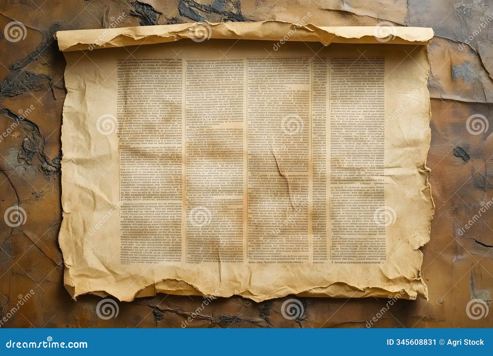 An Old, Worn, Unfurled Scroll with Text Stock Illustration ...