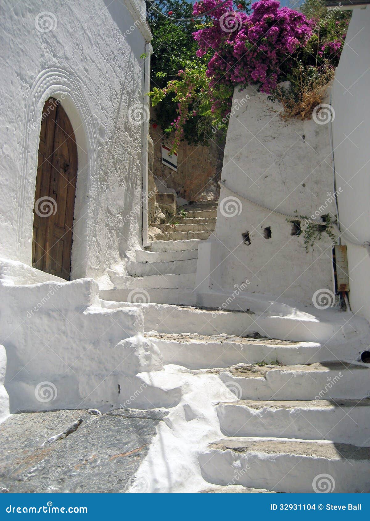 Old and Worn Whitewashed Steps Stock Photo - Image of handrail, light ...