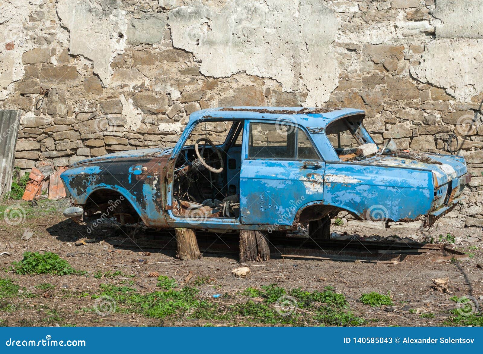 Old wrecked car stock image. Image of dump, industrial - 140585043