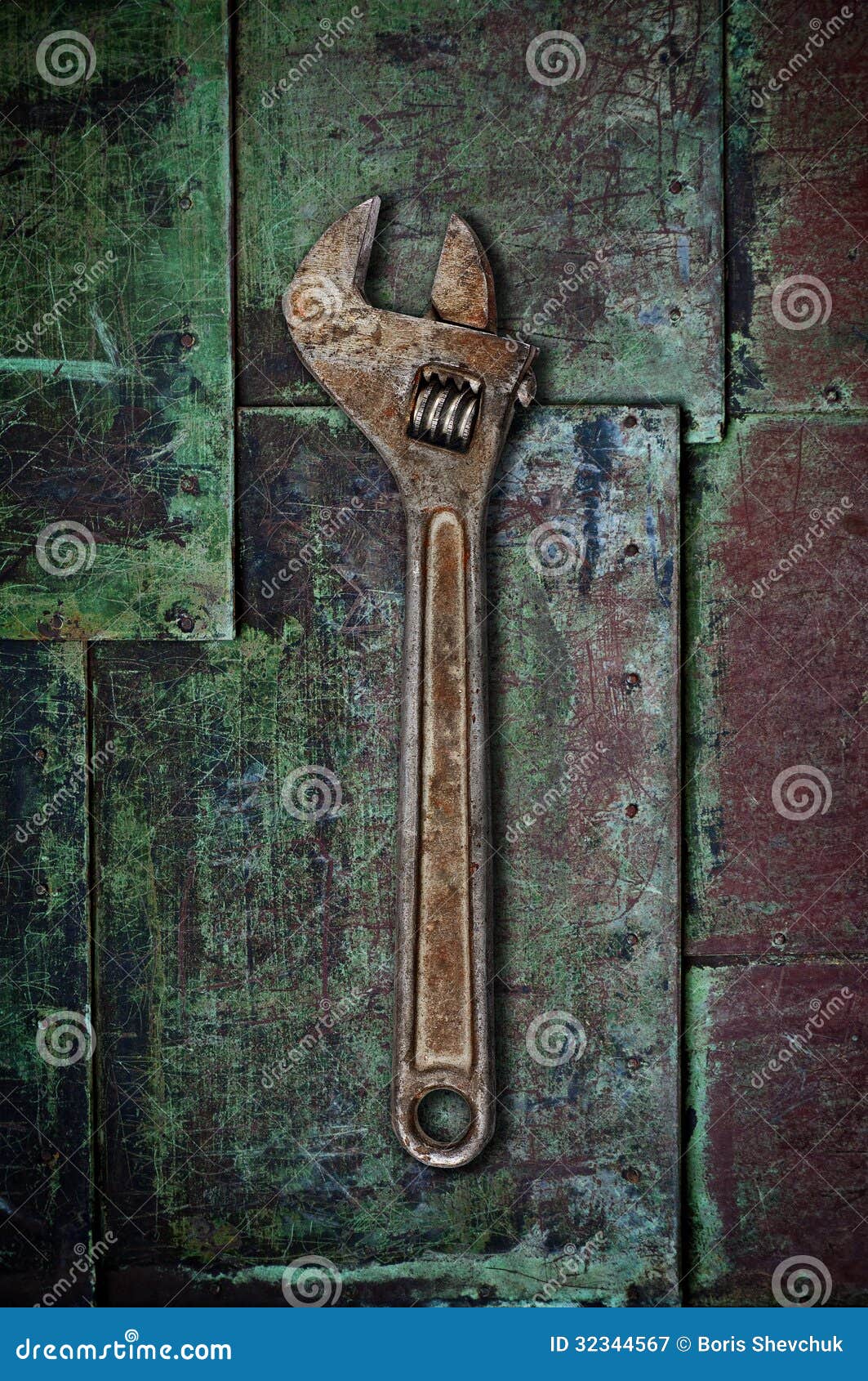 Old Wrench on Rusty Surface. Stock Illustration - Illustration of retro ...
