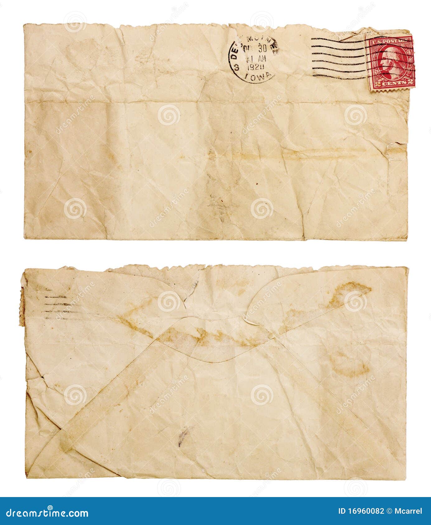 Old, Wrinkled Envelope stock photo. Image of postal, crumpled - 16960082