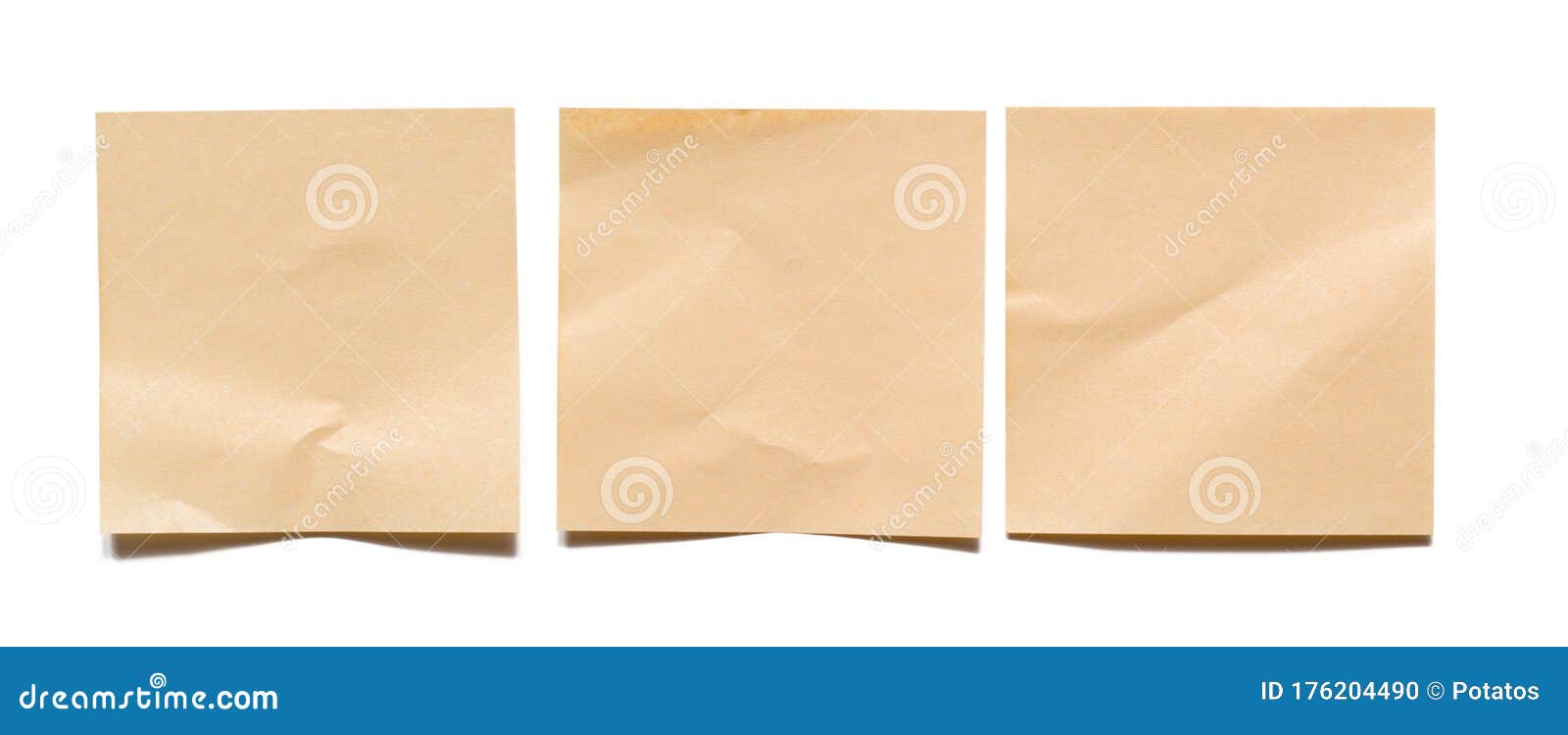 Old Wrinkled Note Paper Blank Sheets Set Isolated on White Stock Photo ...
