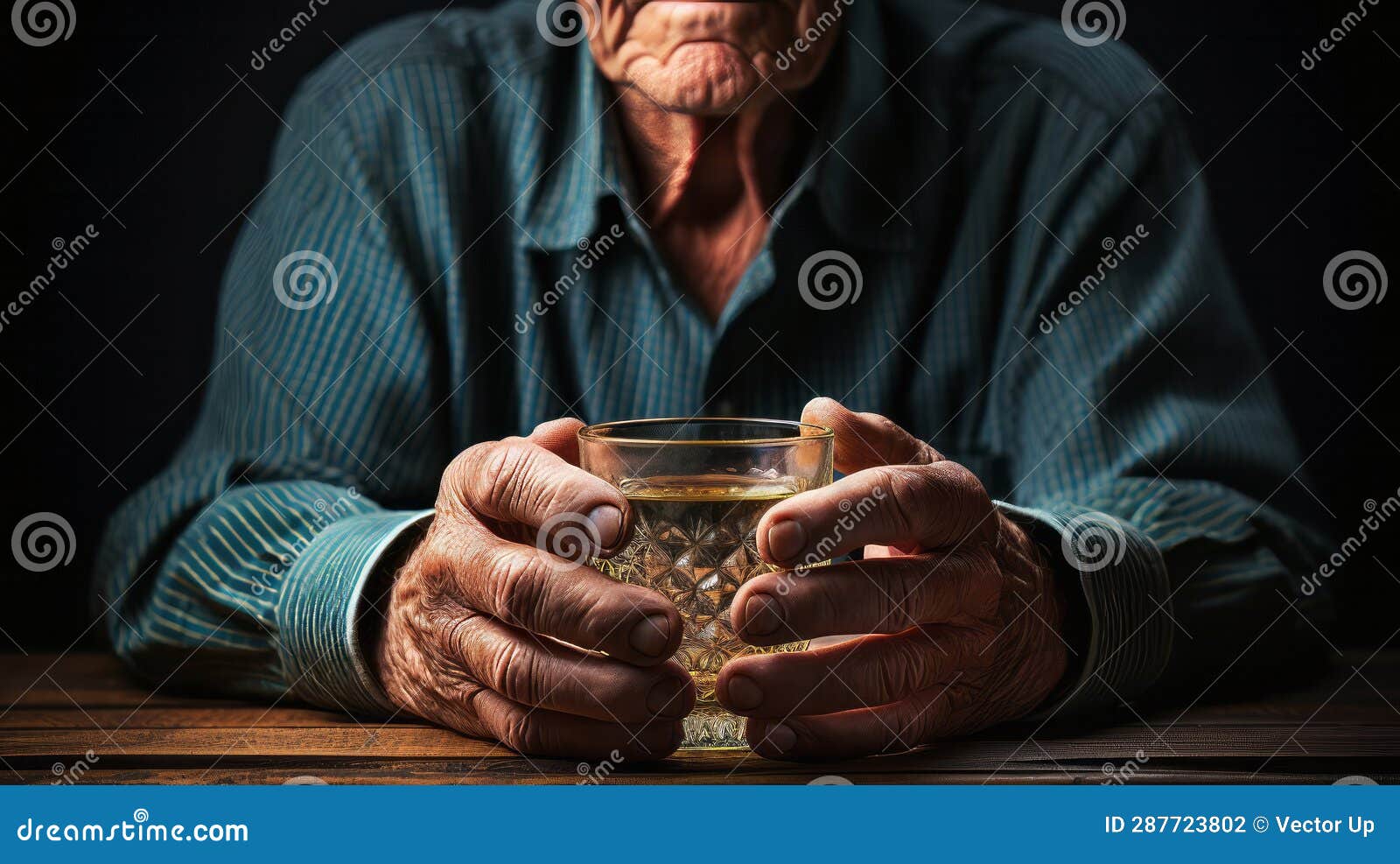 Old Wrinkly Hands with Cup. Generative AI. Stock Illustration ...