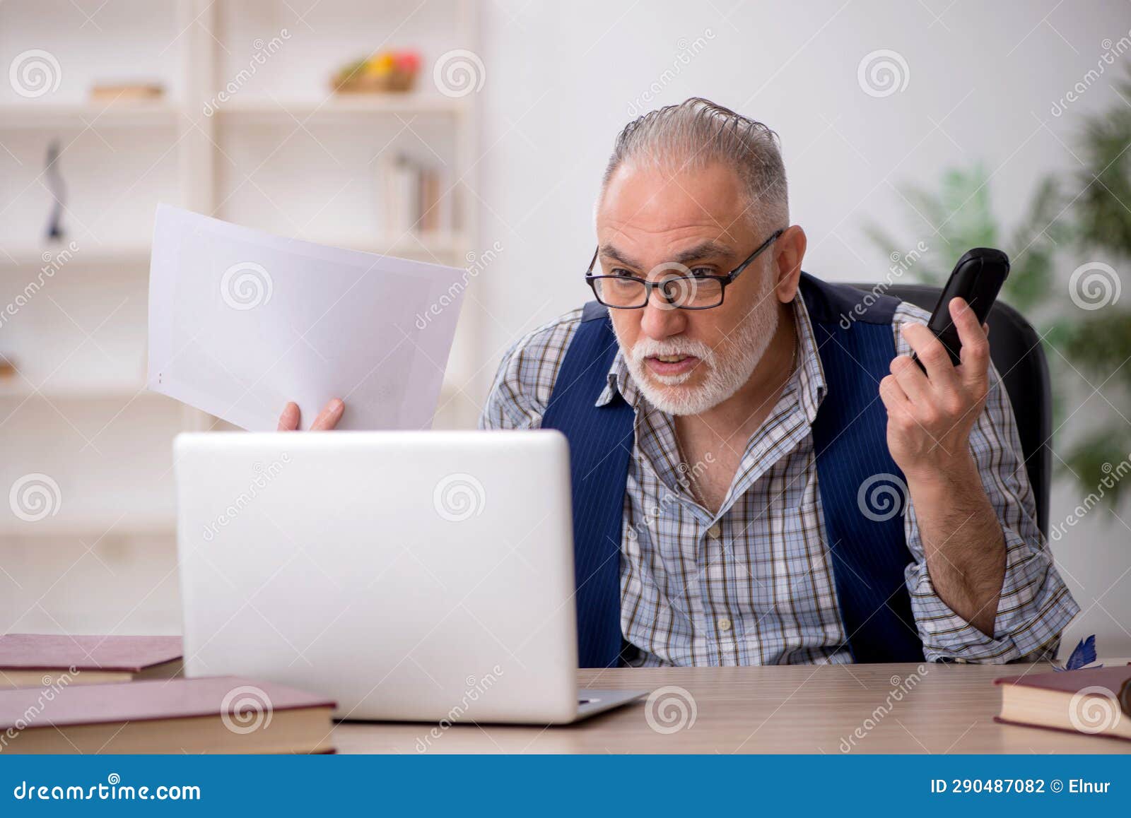 Old Male Writer Sitting at Workplace Stock Photo - Image of publishing ...