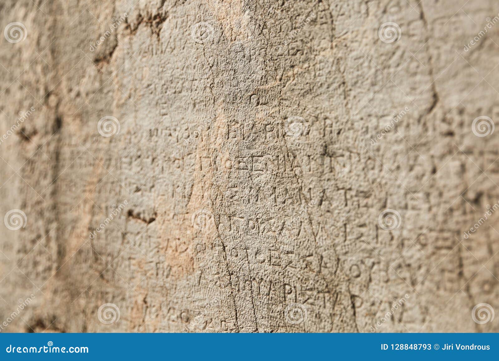 Old Writing at the Historical Site of Delphi, Greece. Stock Image ...