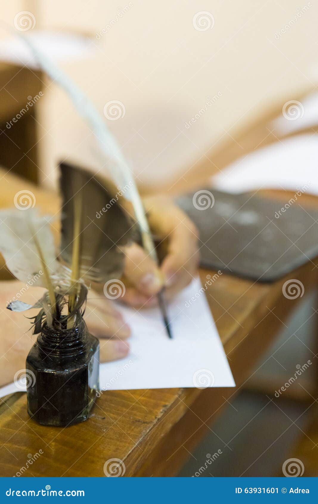 Writing with a Quill Pen and an Ink Bottle Stock Image - Image of ...