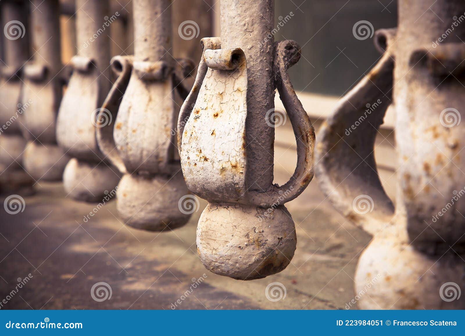 Old Wrought Iron Grating with Floral Decorations Stock Image - Image of ...