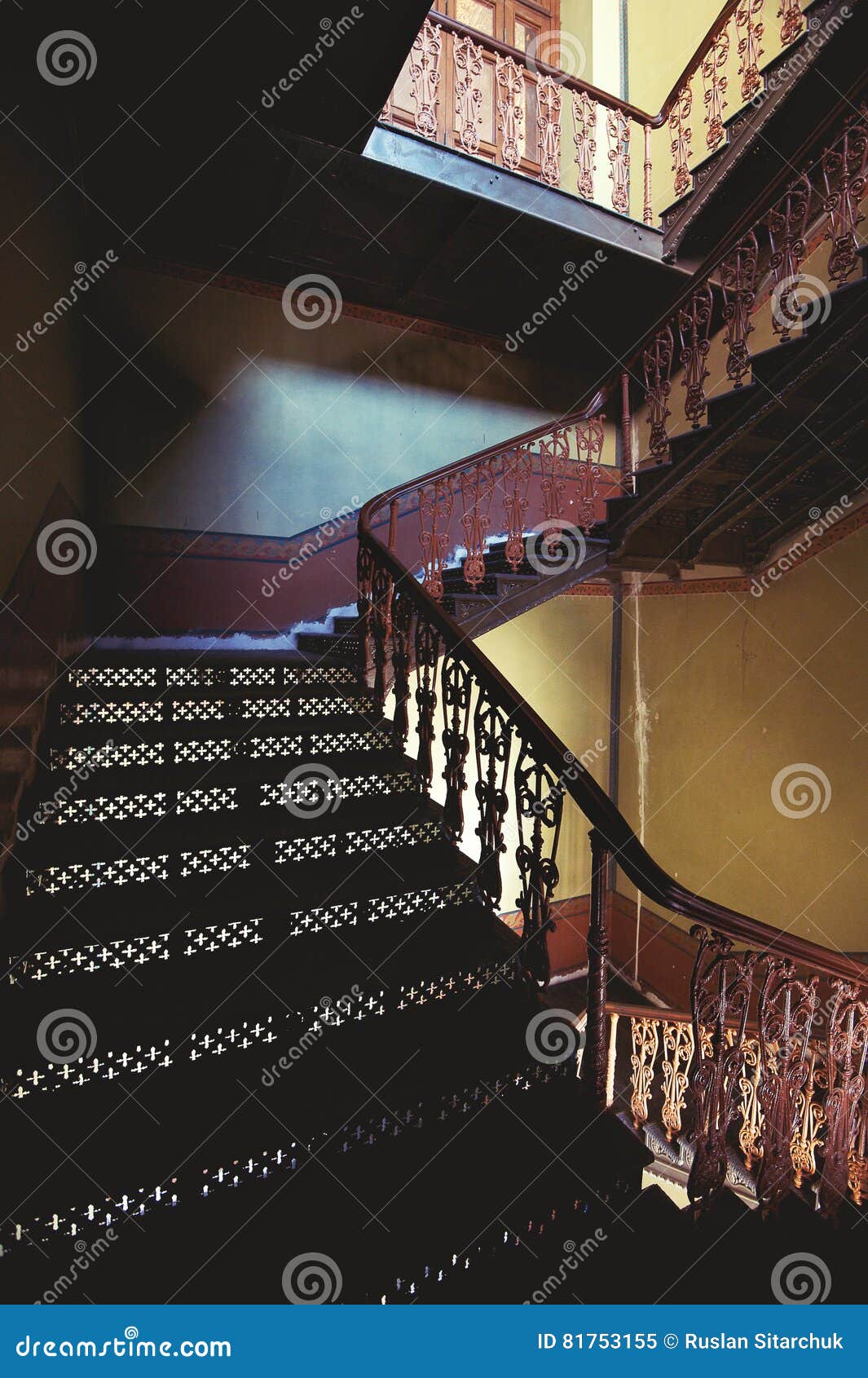 Old wrought-iron staircase stock image. Image of home - 81753155