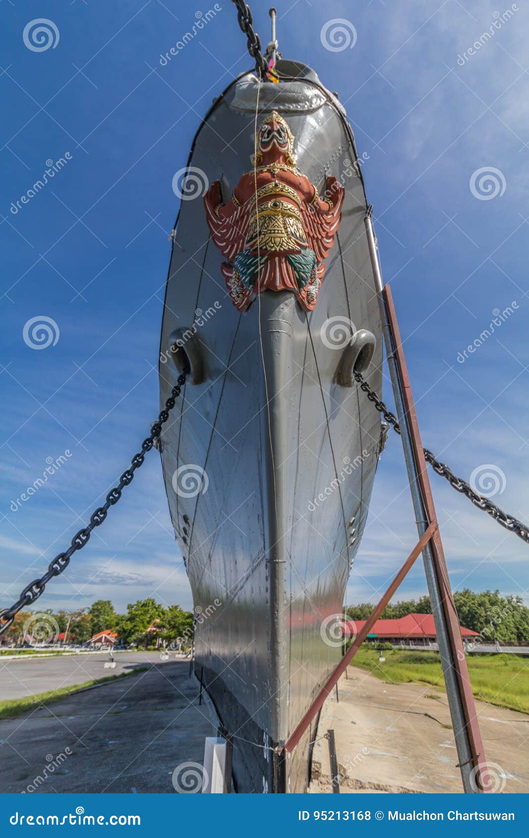 Old WWII Sloop Ship Bow With Garuda Sculpture HTMS Mae Klong Royalty ...