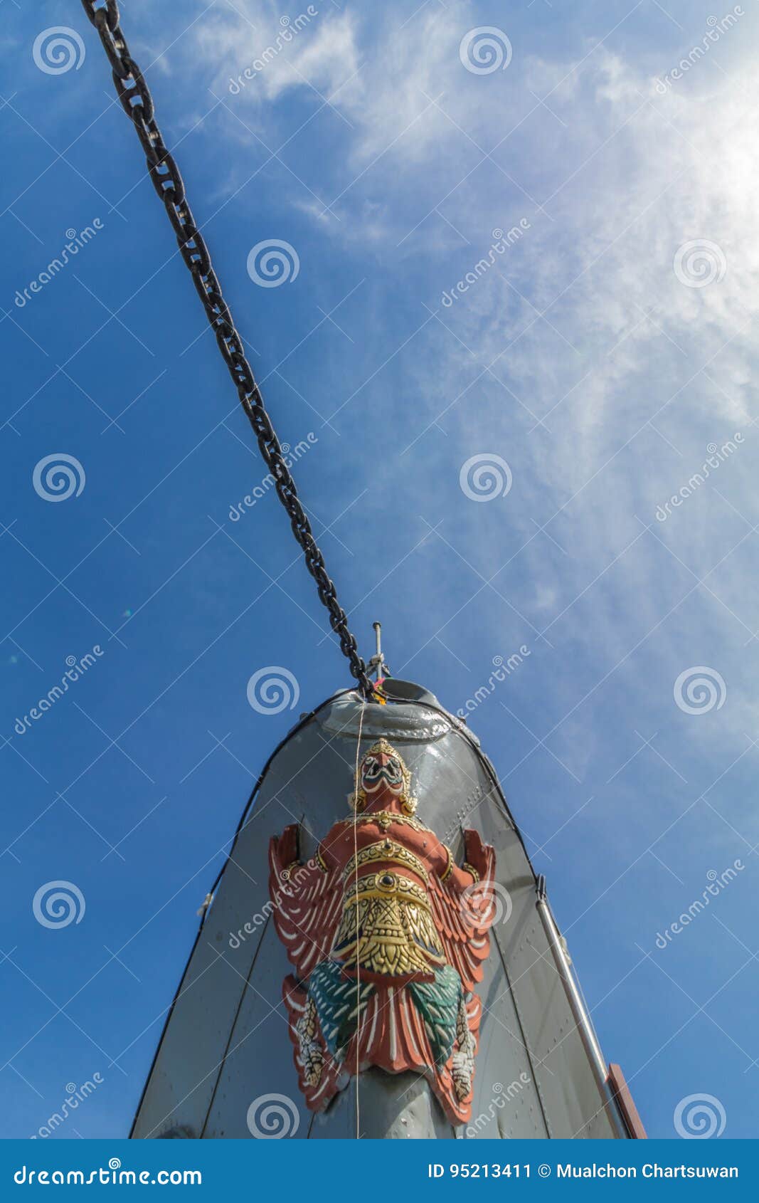 Old WWII Sloop Ship Bow With Garuda Sculpture HTMS Mae Klong Stock ...