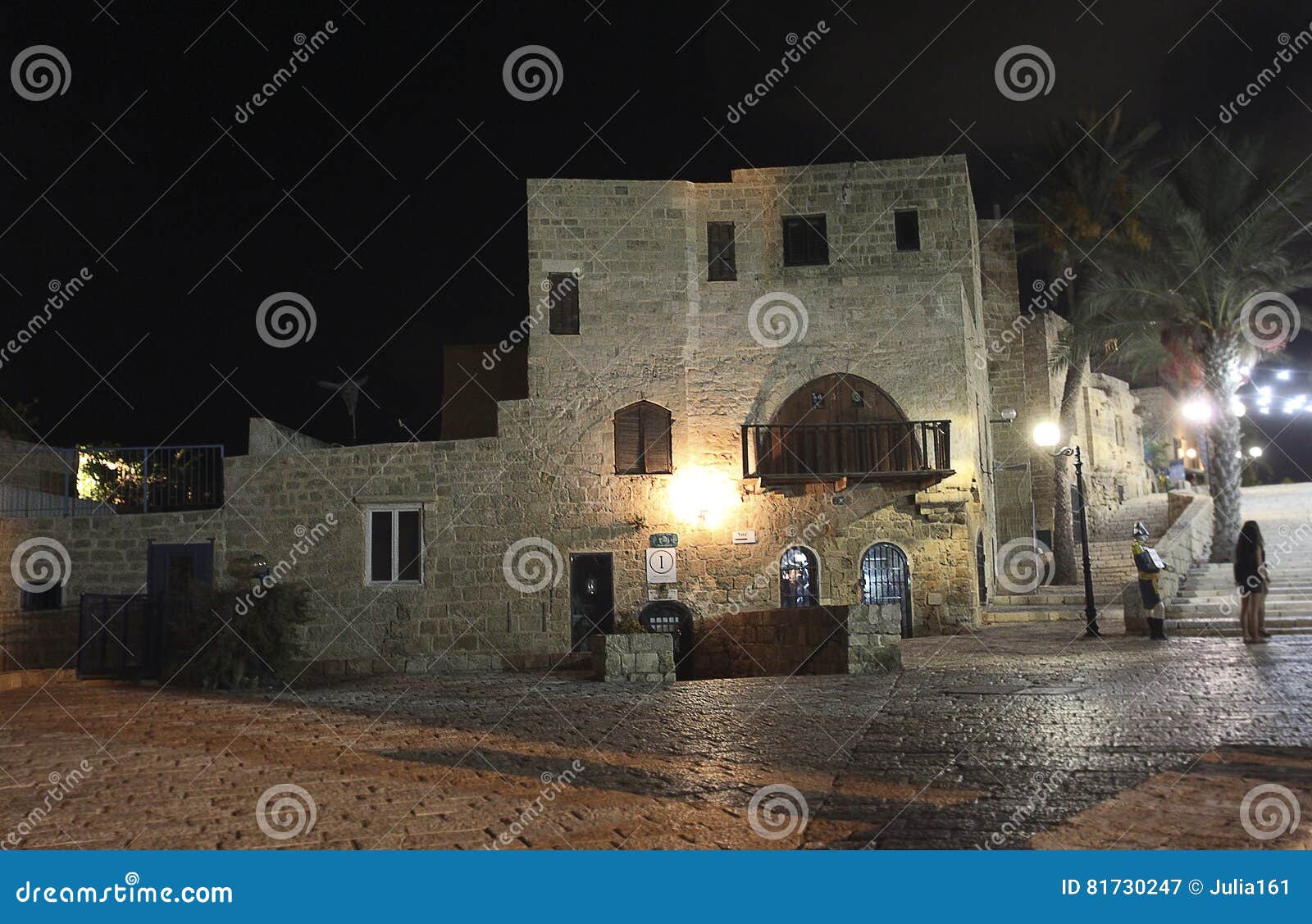 Old Yaffo by night, Israel editorial photography. Image of architecture ...