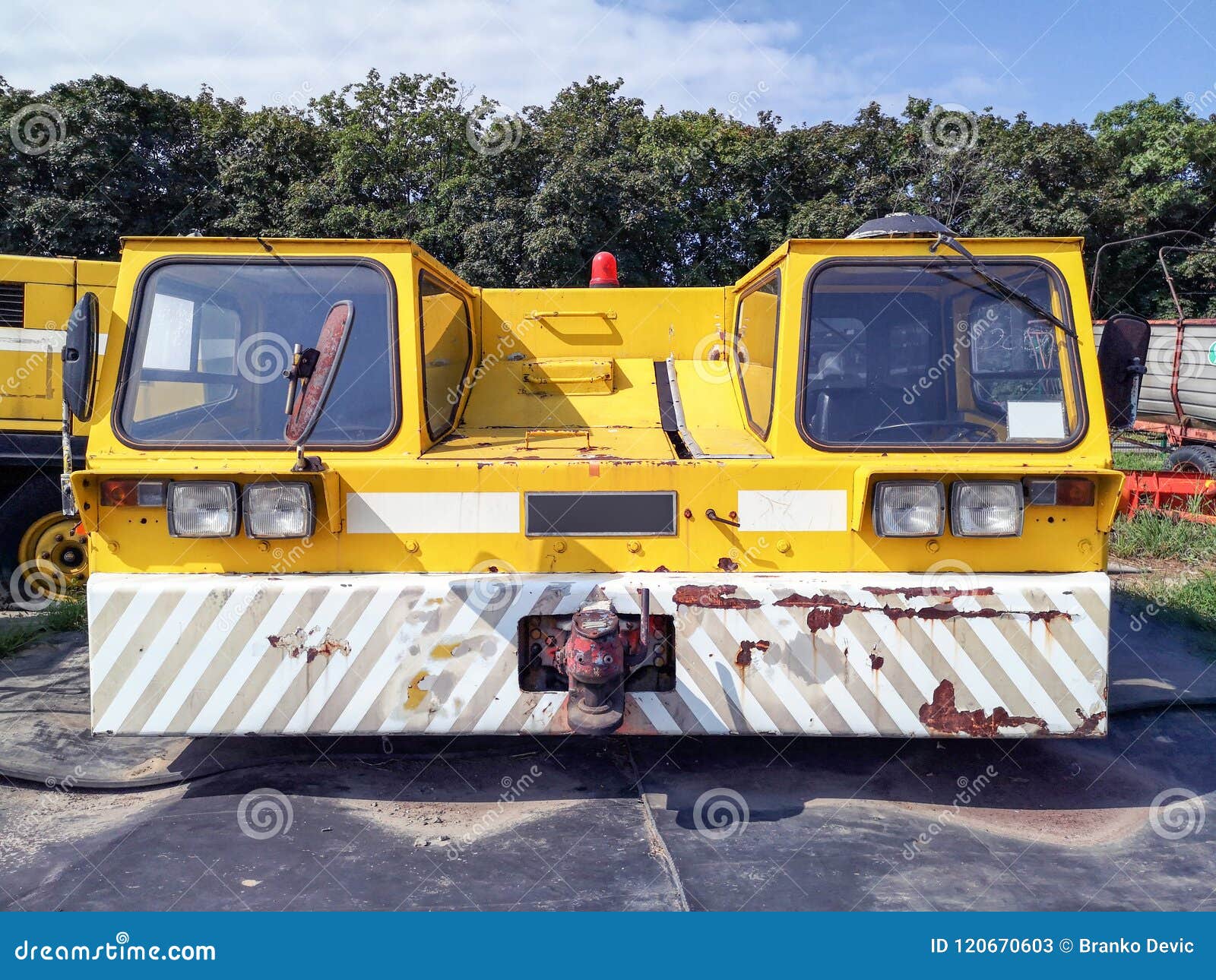 Old Aircraft Towing Tractor Stock Image - Image of airport, track ...