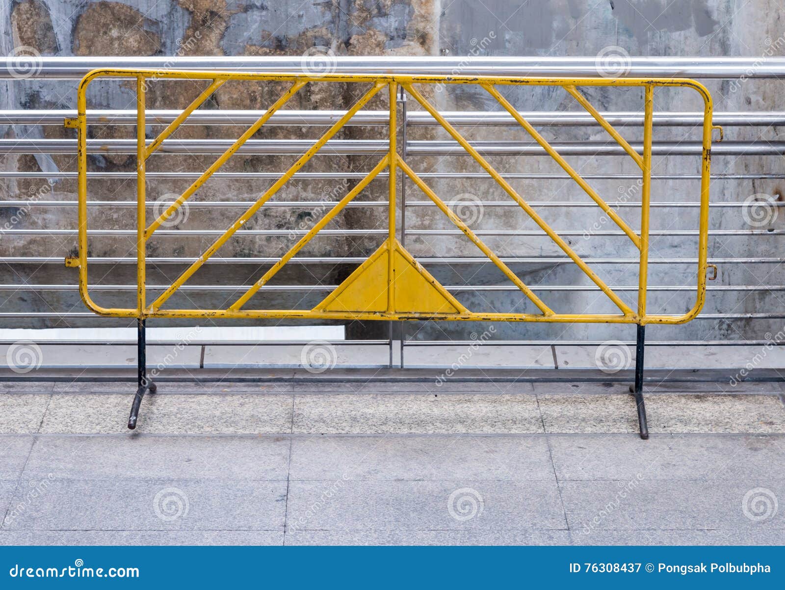 Yellow Barrier With Red Stop Sign On The Entrance In Park. Royalty-Free ...