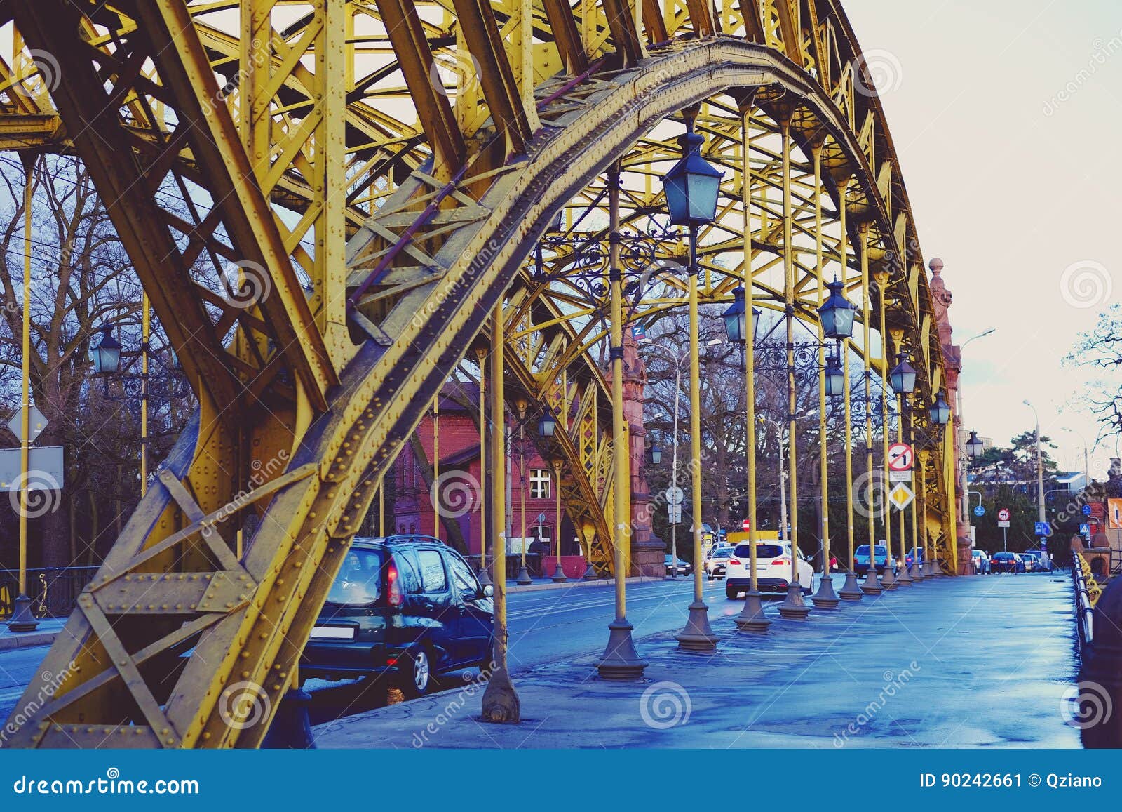 Old yellow bridge stock image. Image of river, landmark - 90242661