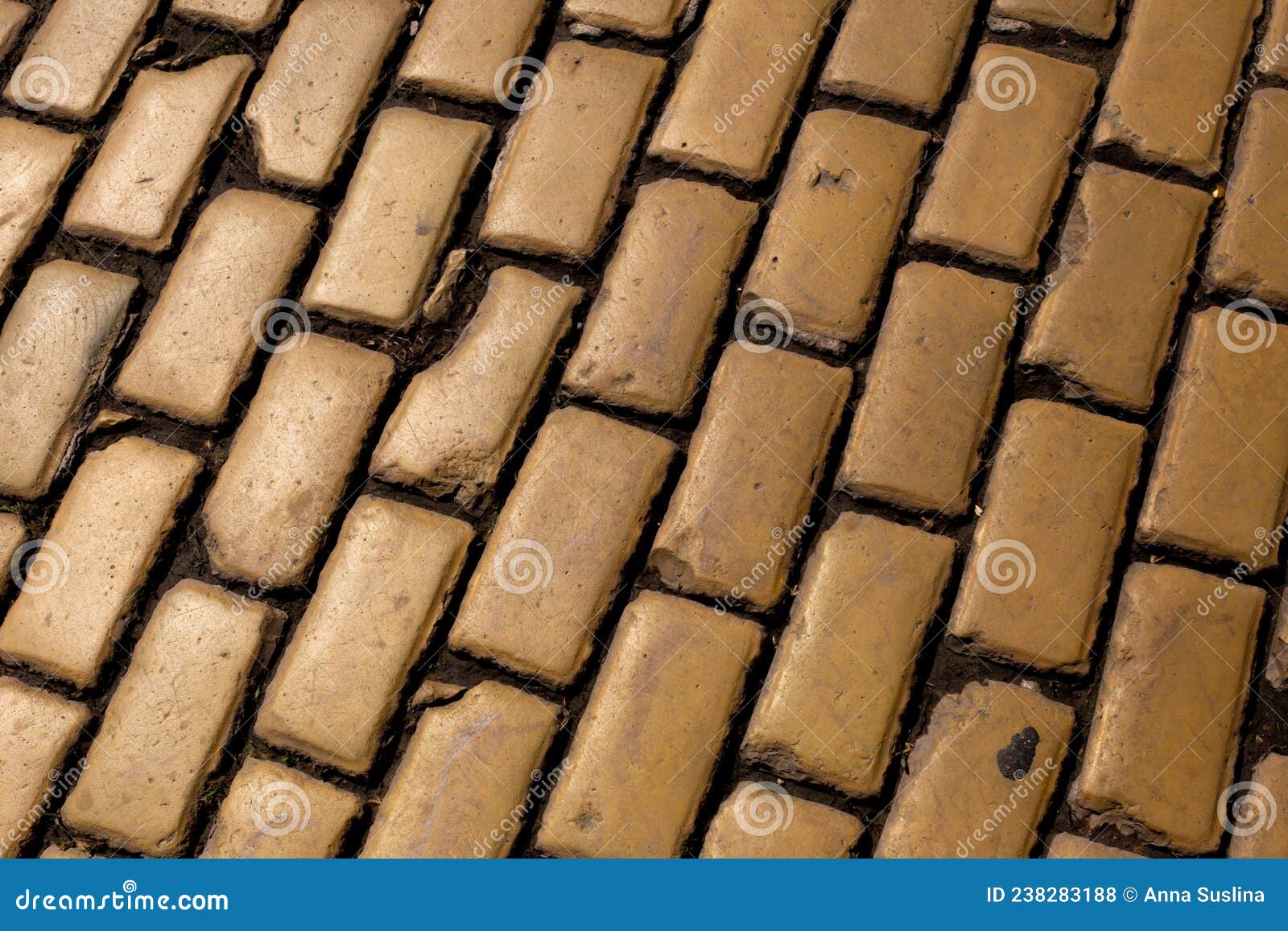 Old Yellow Brown Stone Paving Slabs Road Texture Background Stock Photo ...