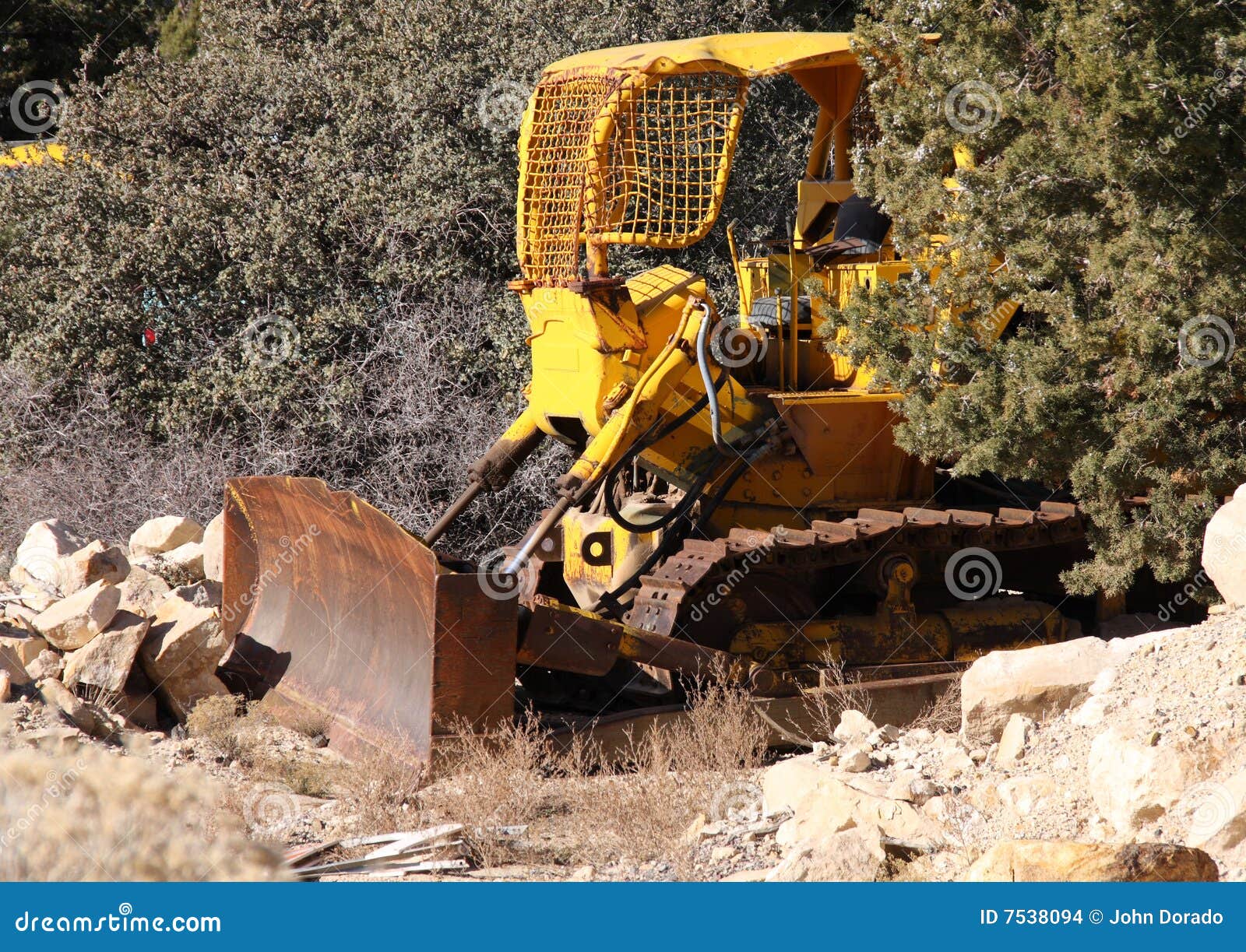 Old Yellow Bulldozer stock photo. Image of digging, equipment - 7538094