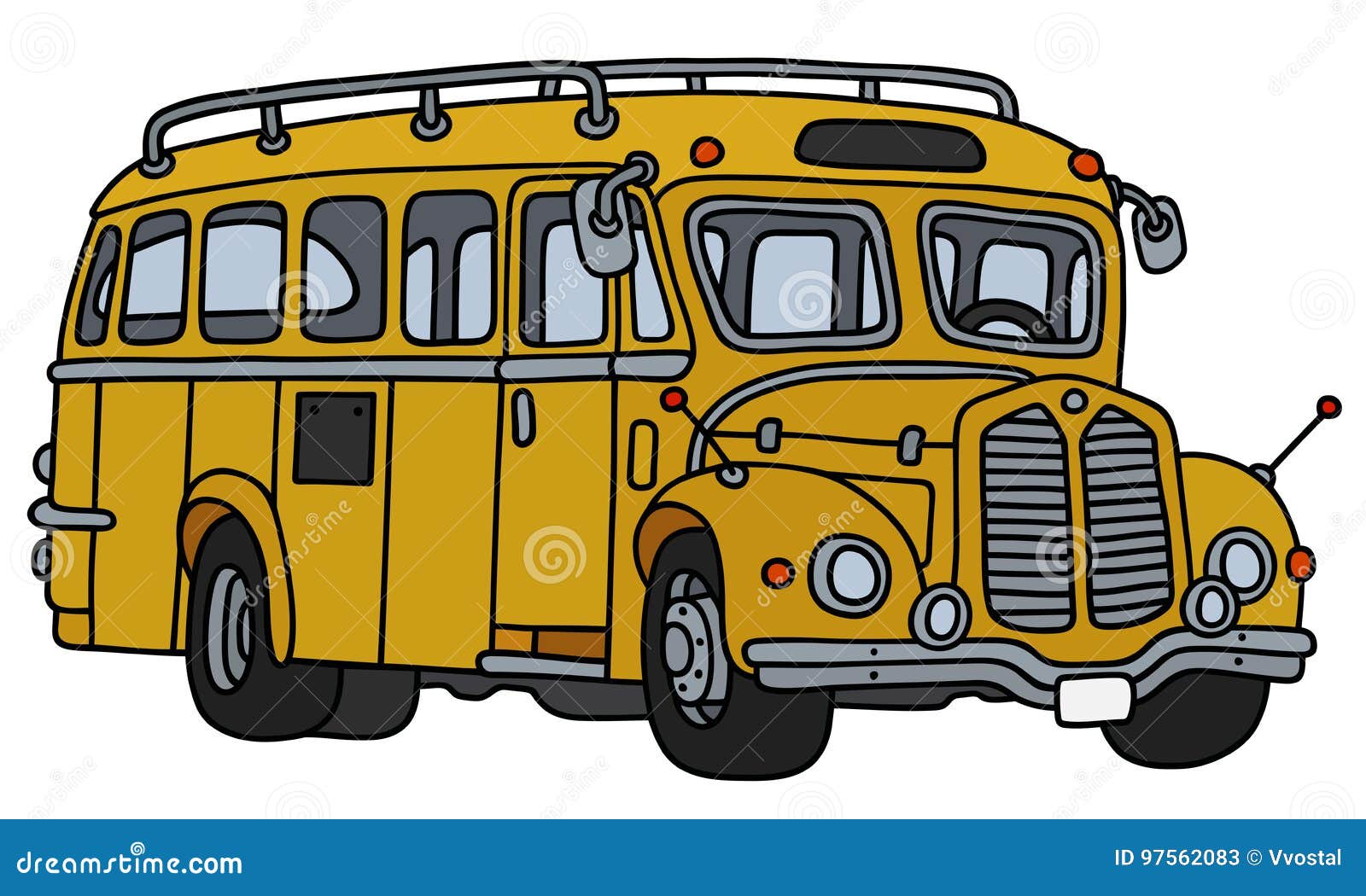 Old yellow bus stock vector. Illustration of land, motor - 97562083