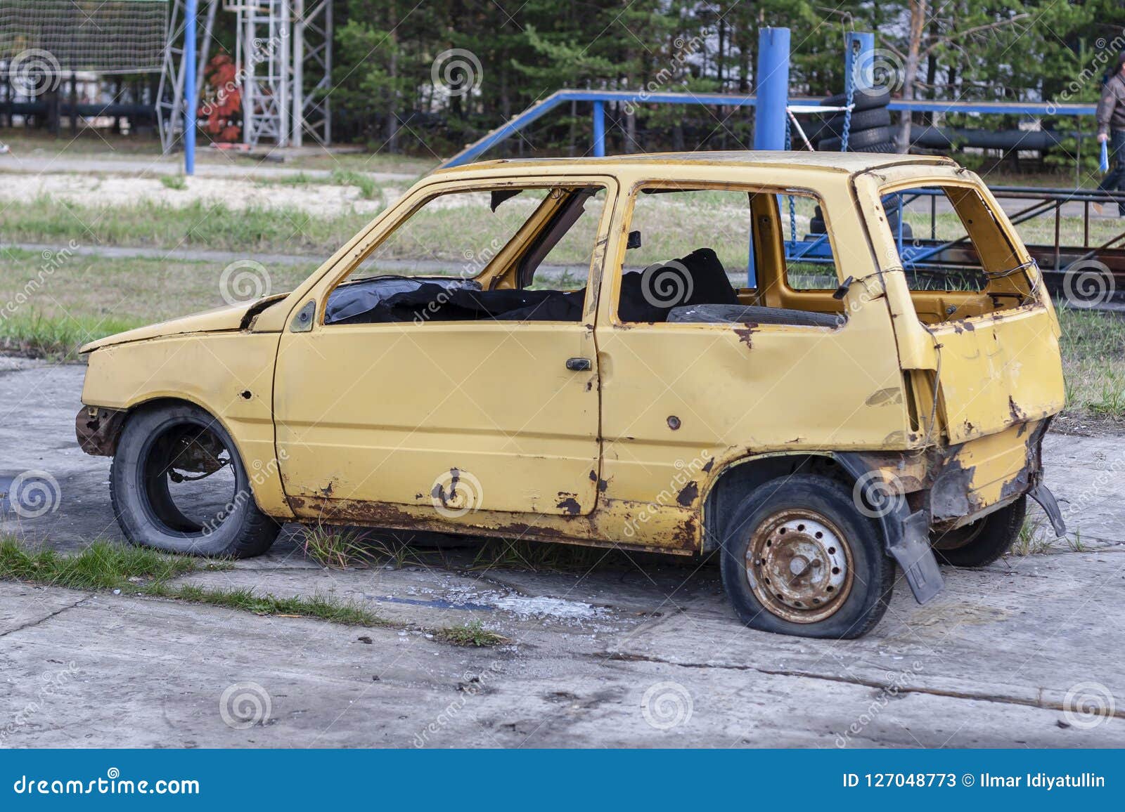 Old yellow car. stock image. Image of aged, classic - 127048773