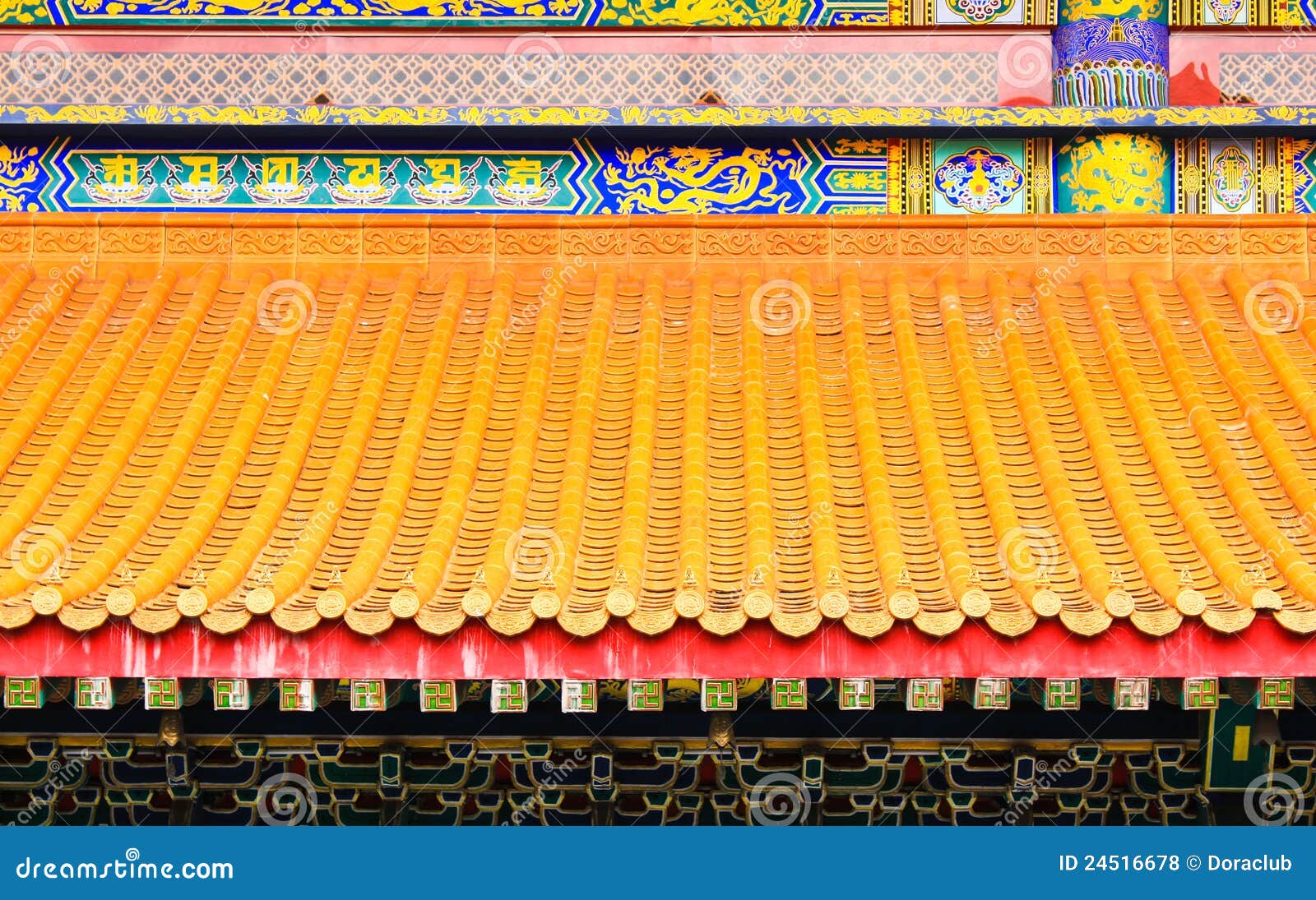 The Old Yellow Chinese Style Roof Stock Photo - Image of overlap ...