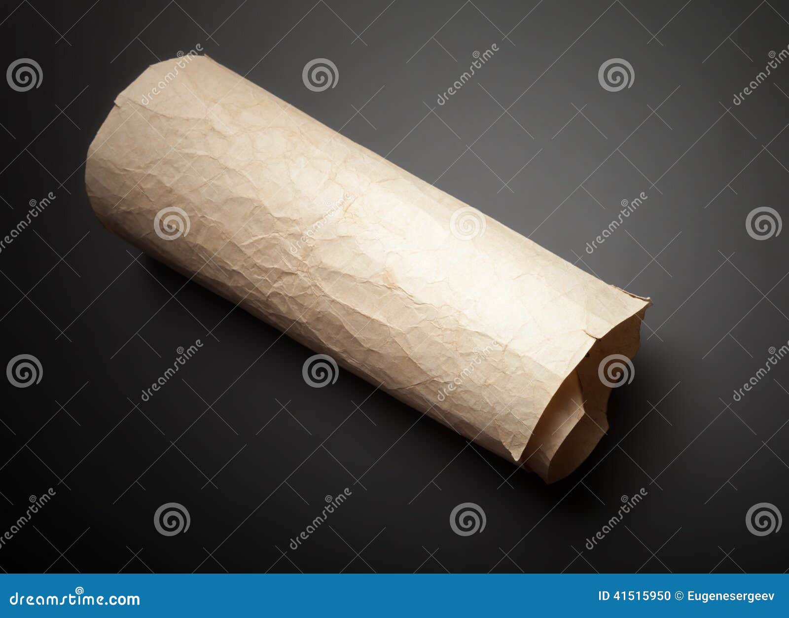 Old Yellow Crumpled Paper Roll on Black Stock Photo - Image of empty ...