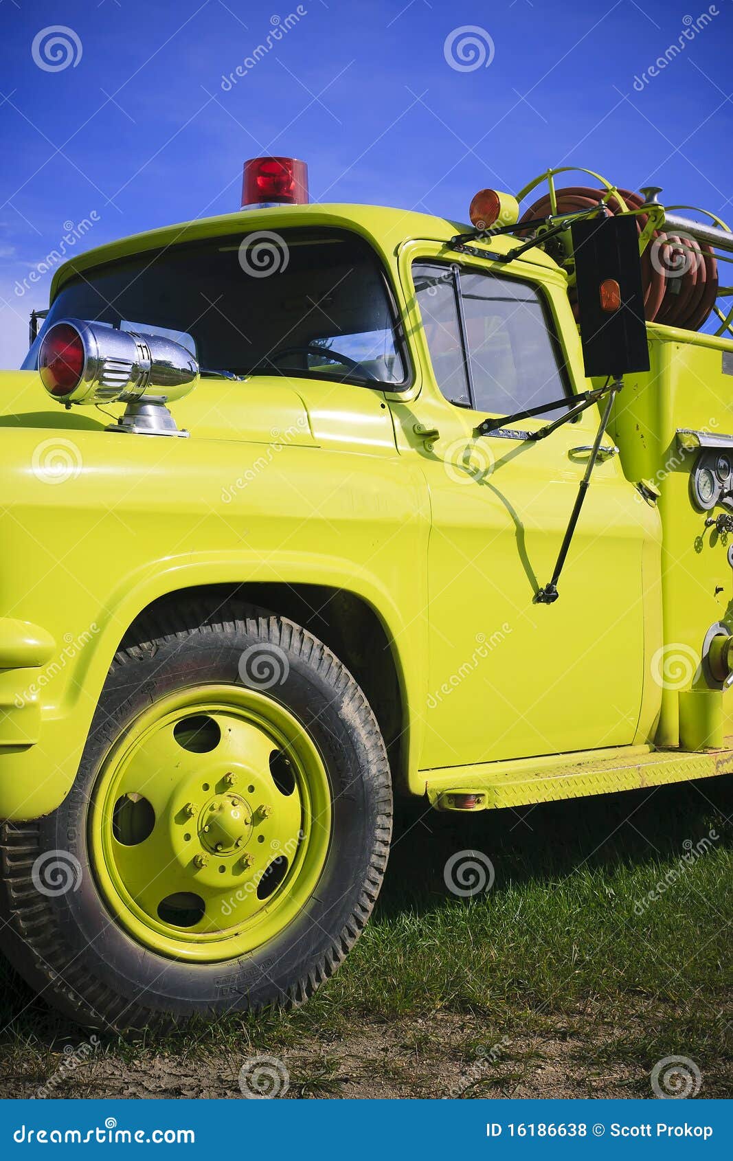 Old Yellow Fire Truck stock photo. Image of shiny, help - 16186638
