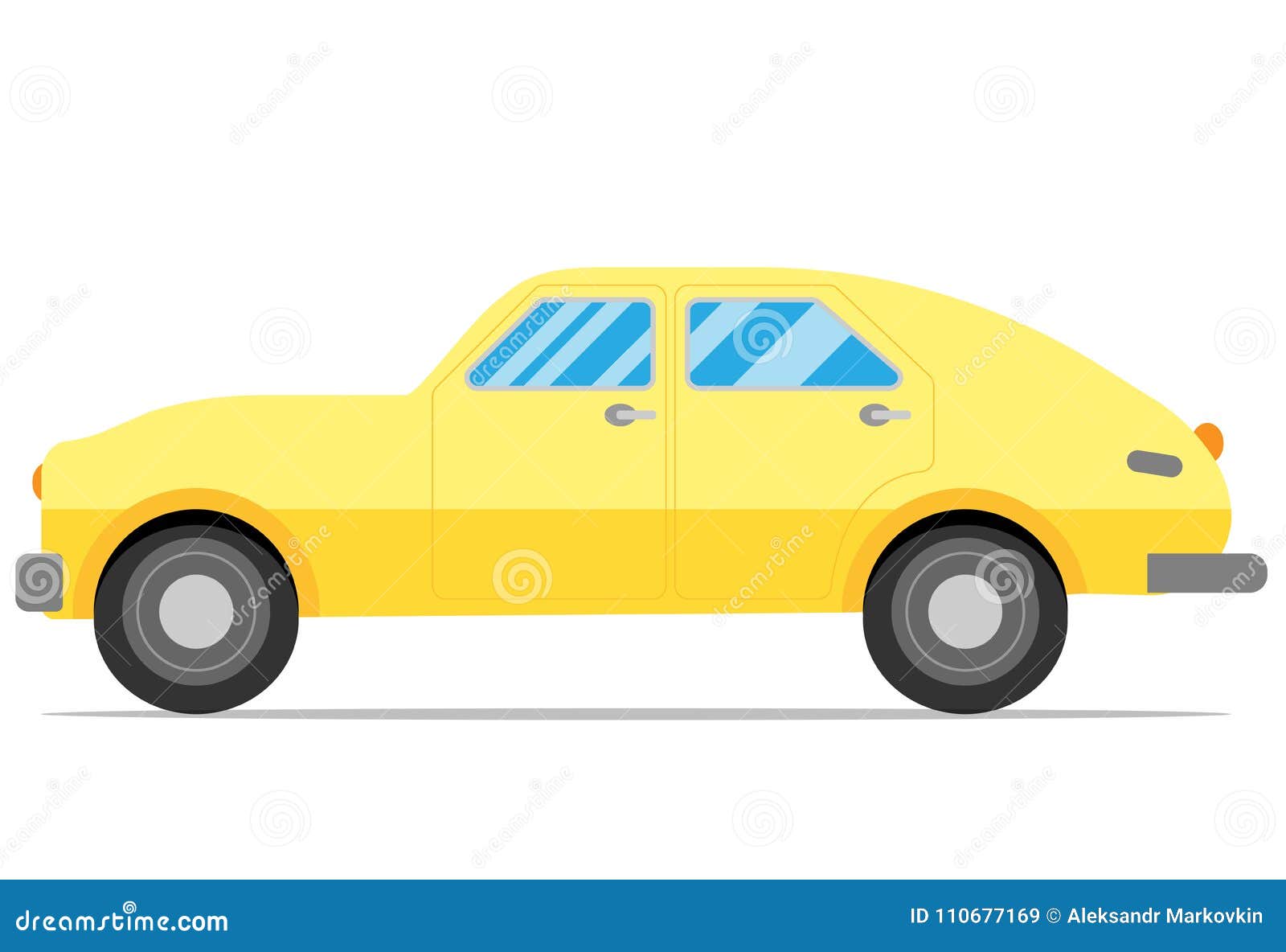 Old yellow hatchback stock vector. Illustration of shadow - 110677169