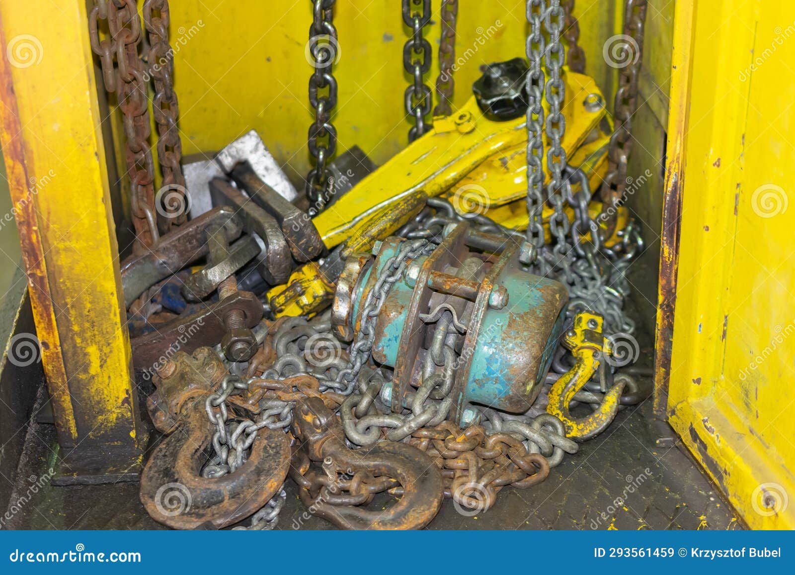 Old Yellow Manual Chain Winch Stock Image - Image of activity, business ...