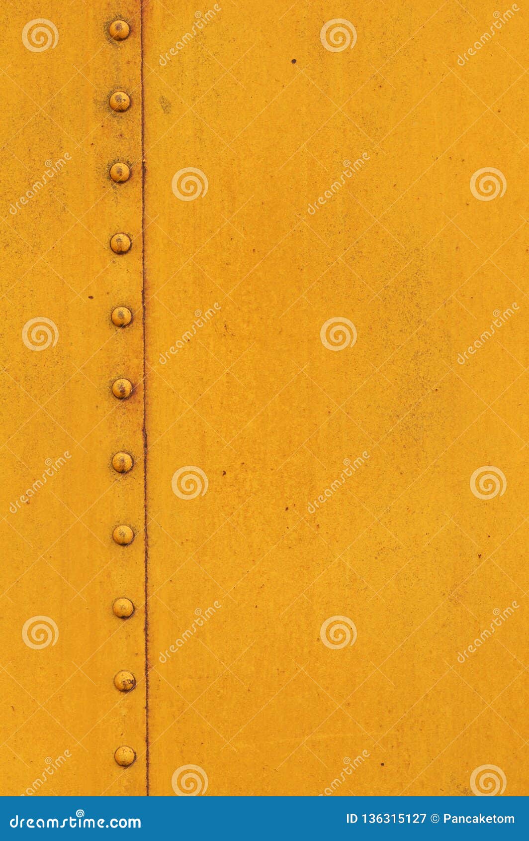 Old Yellow Metal with Rivets Stock Image - Image of seam, detail: 136315127