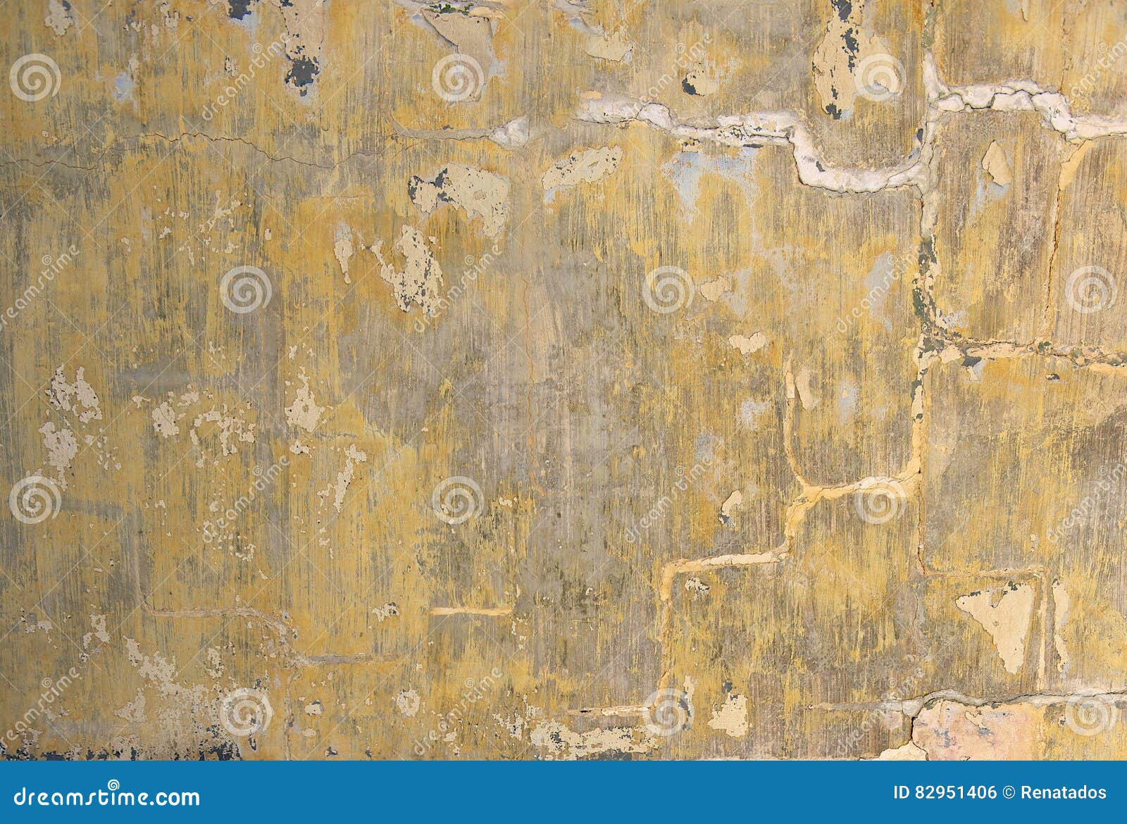 Old Yellow Painted Cracked Wall. Old Abandoned Wall Background. Texture ...