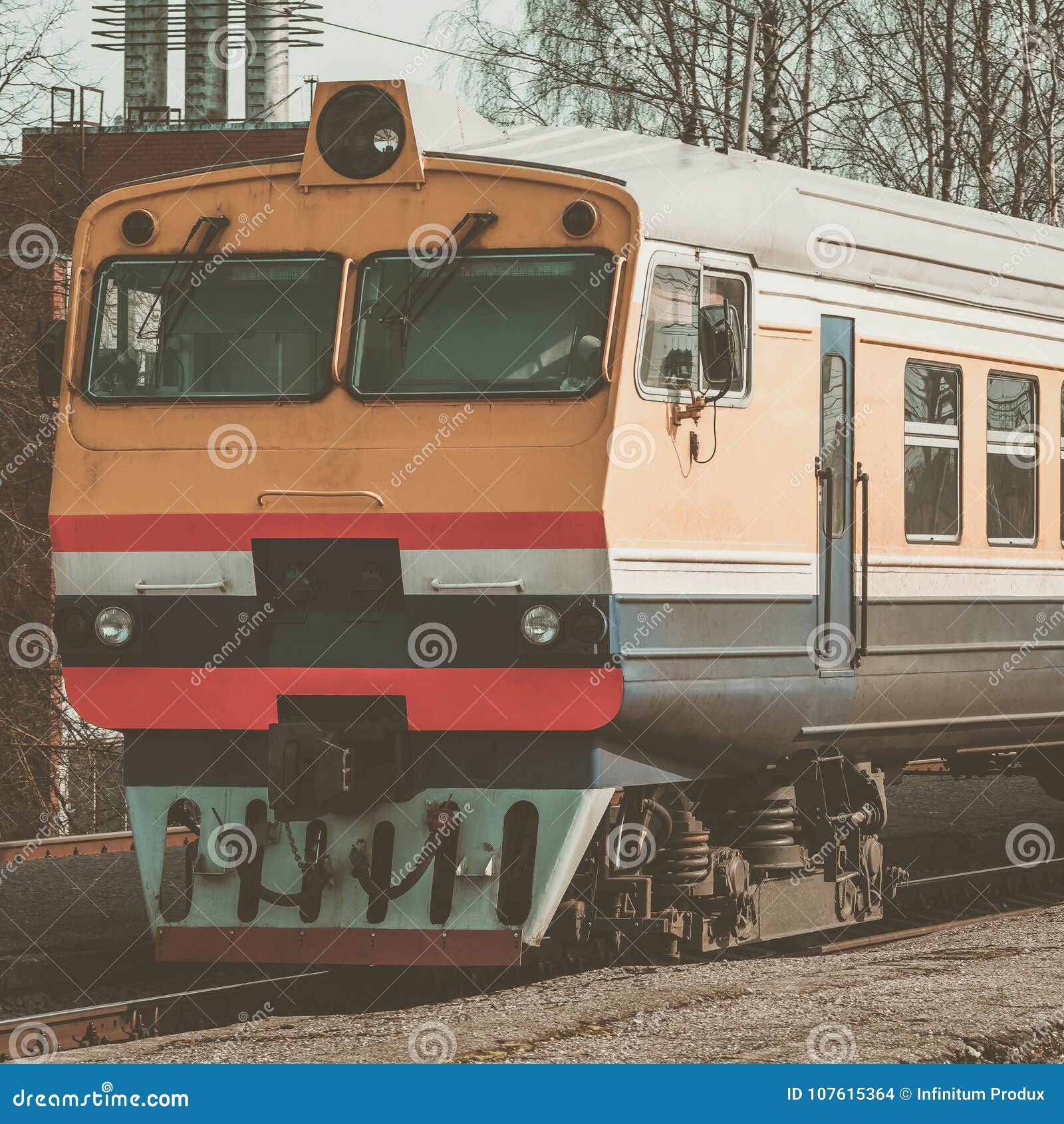 Yellow diesel train stock photo. Image of blue, ride - 107615364