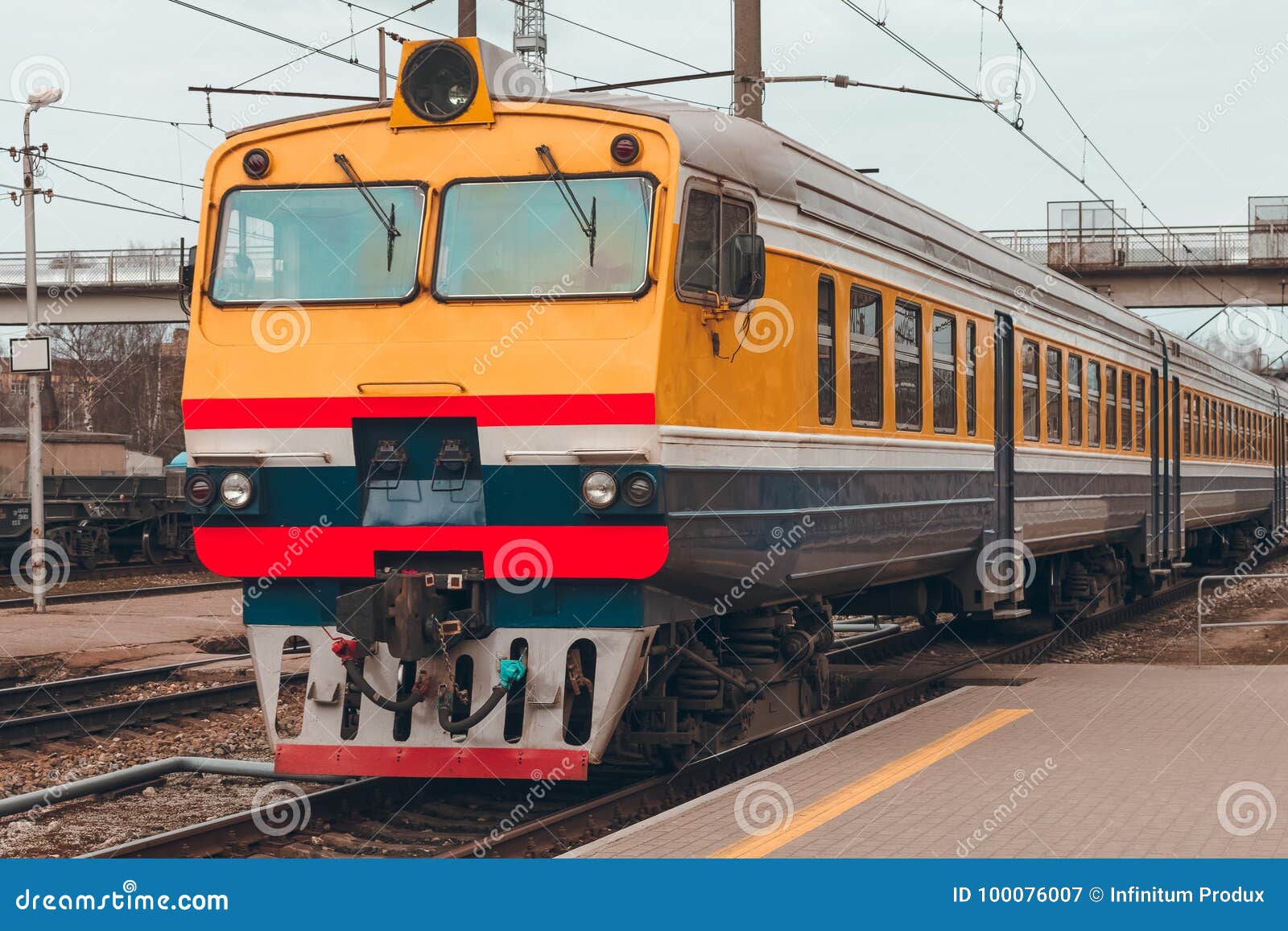 Yellow diesel train stock image. Image of electricity - 100076007